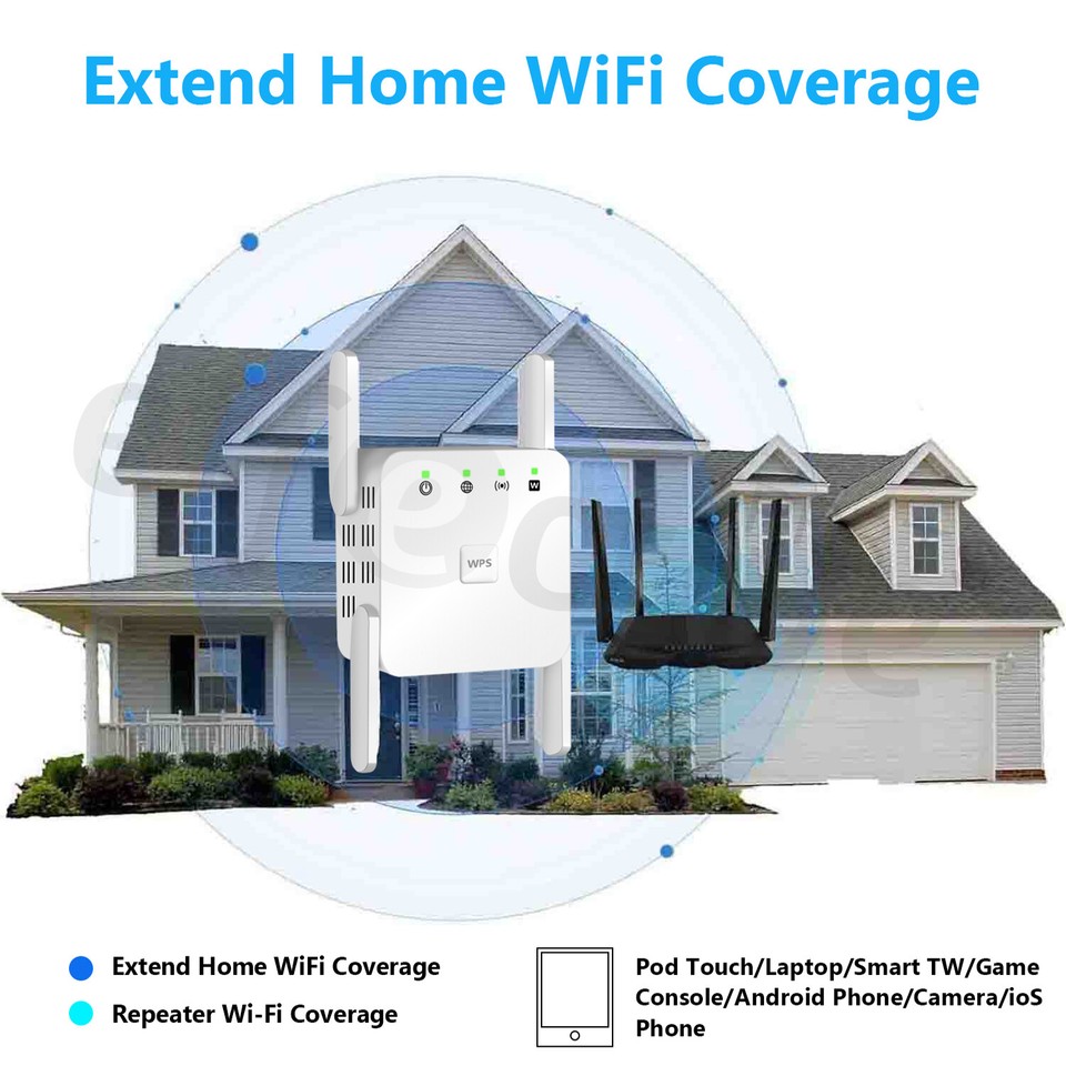 Wireless 1200Mbps WiFi Extender Signal Booster Netboost Extend Wi-Fi ...