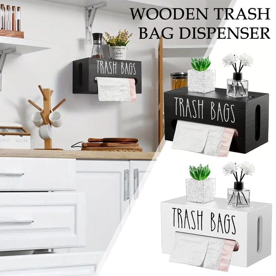 Wooden Trash Bag Dispenser wooden storage box, hanging pull-out tissue ...