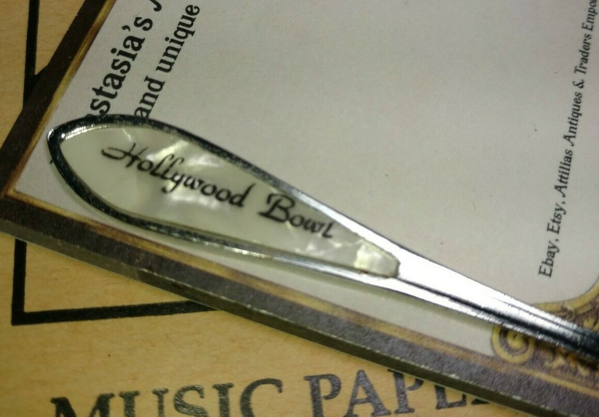 Hollywood Bowl vintage tourist spoon 3 inches mother of pearl look ...