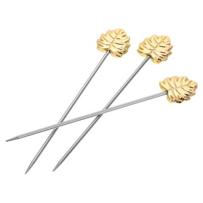 3pcs Elegant Reusable Cocktail Sticks for Drinks Stainless Steel ...