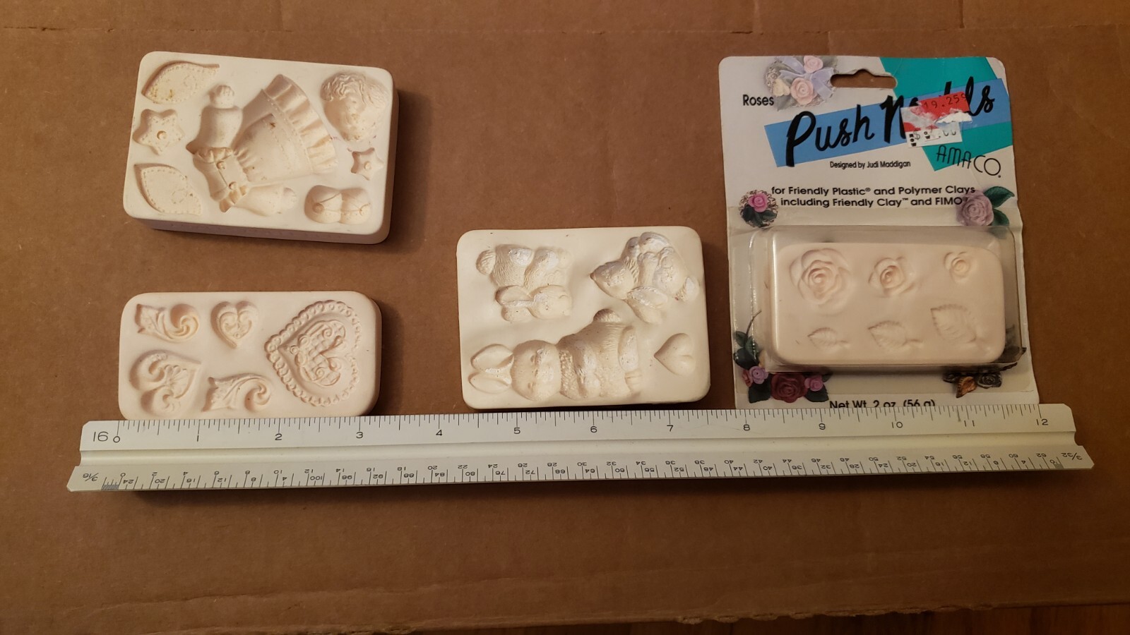 4 Vintage Amaco Push Molds Angel Doll, Hearts and Swirls, Bunnies, and ...