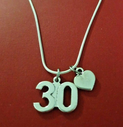 30th Necklace Silver Plated heart gift for Number 30 Birthday ...