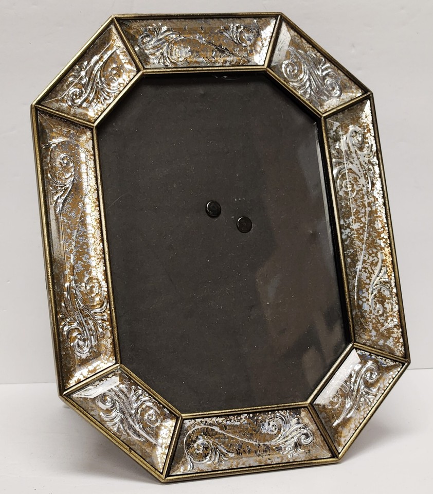 Vintage Venetian STYLE Reverse Etched Mercury Glass Octagon Photo Frame ...