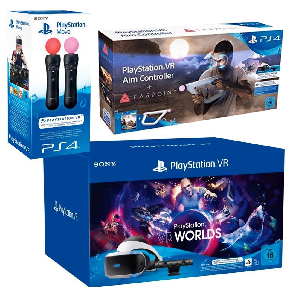 VR Brille PS4|PS5 Komplettset|Sony PlayStation 4|+ 2 Move Motion|+AIM ...