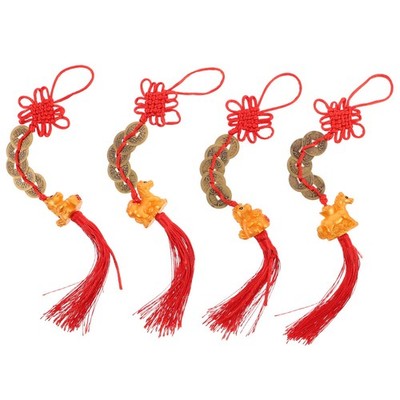 4pcs Chinese Lucky Pendant Amulet Keychain with Fengshui I-Ching Coins ...