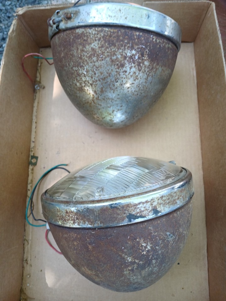 Vintage chrome free-standing 7" hot rod headlights rat rod,Chevy,Ford ...