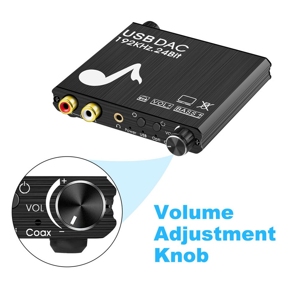 Optical Digital to Analog Audio Converter 192KHz DAC Coaxial RCA USB ...