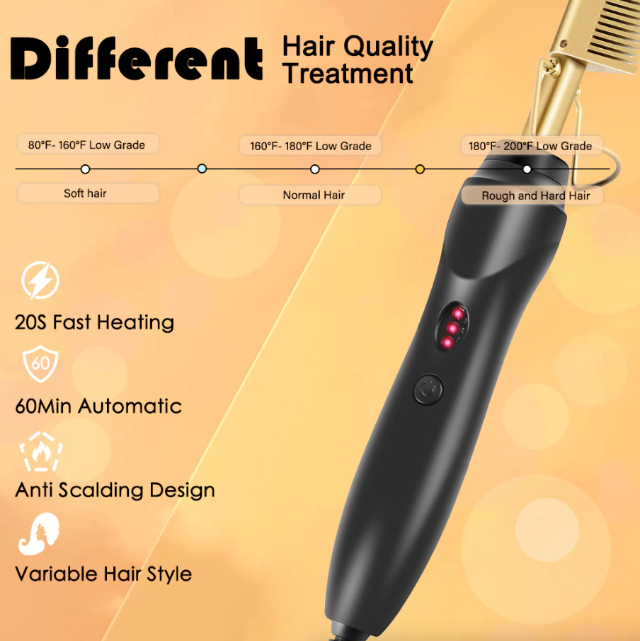 Hair Straightener Comb Pro Electric Beard Straightening Comb Heat Hot ...