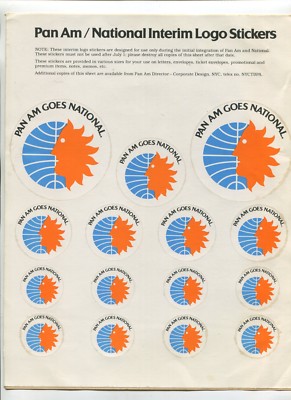 Vintage Airline Luggage Label Stickers PAN AM NATIONAL AIRLINES Interim ...
