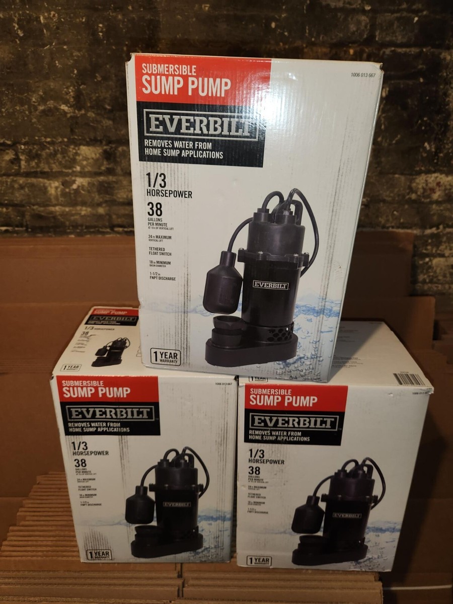 Everbilt Sba033v1 13 Hp Submersible Sump Pump With Everbilt SBA033V1