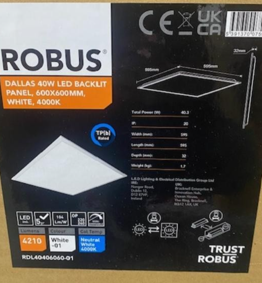 5 x ROBUS LED PANEL LIGHT 600x600 - 4000k - ALL NEW | eBay UK