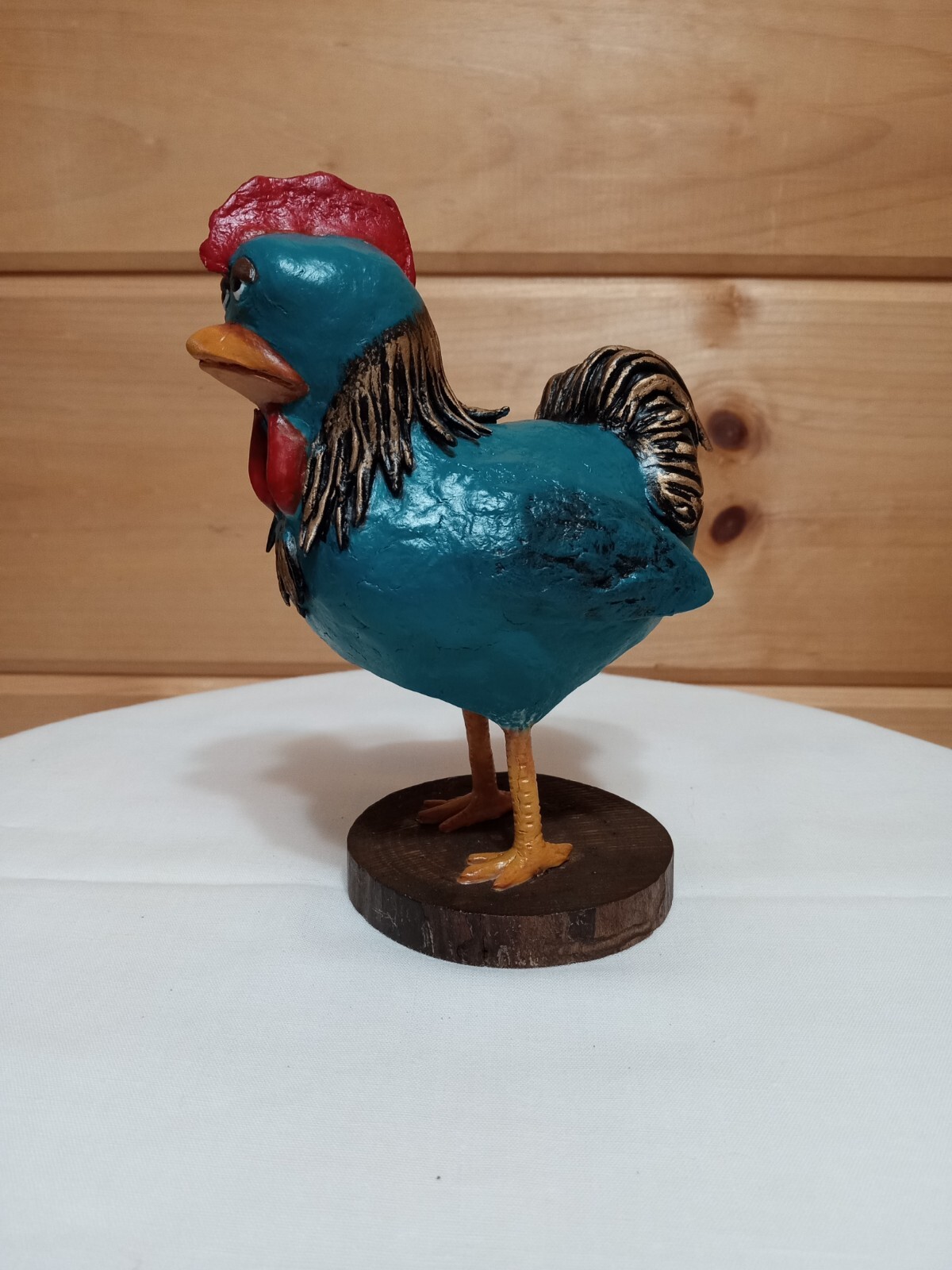 Chicken Home Decor Gifts Handmade Folk Art Rooster Sculpture Blue ...