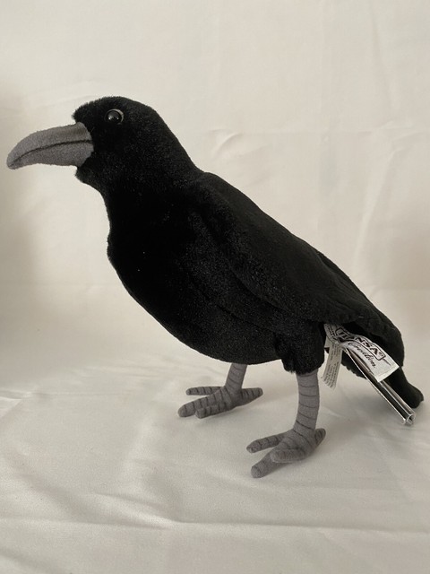 Plush Hansa Black Crow Animal Stuffed Toy Realistic Crafted Handmade ...