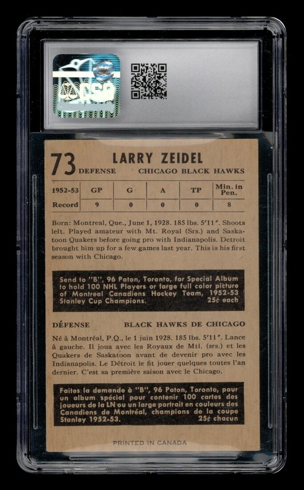 1953-54 Parkhurst Set-Break # 73 Larry Zeidel CSG 3 VERY GOOD | eBay