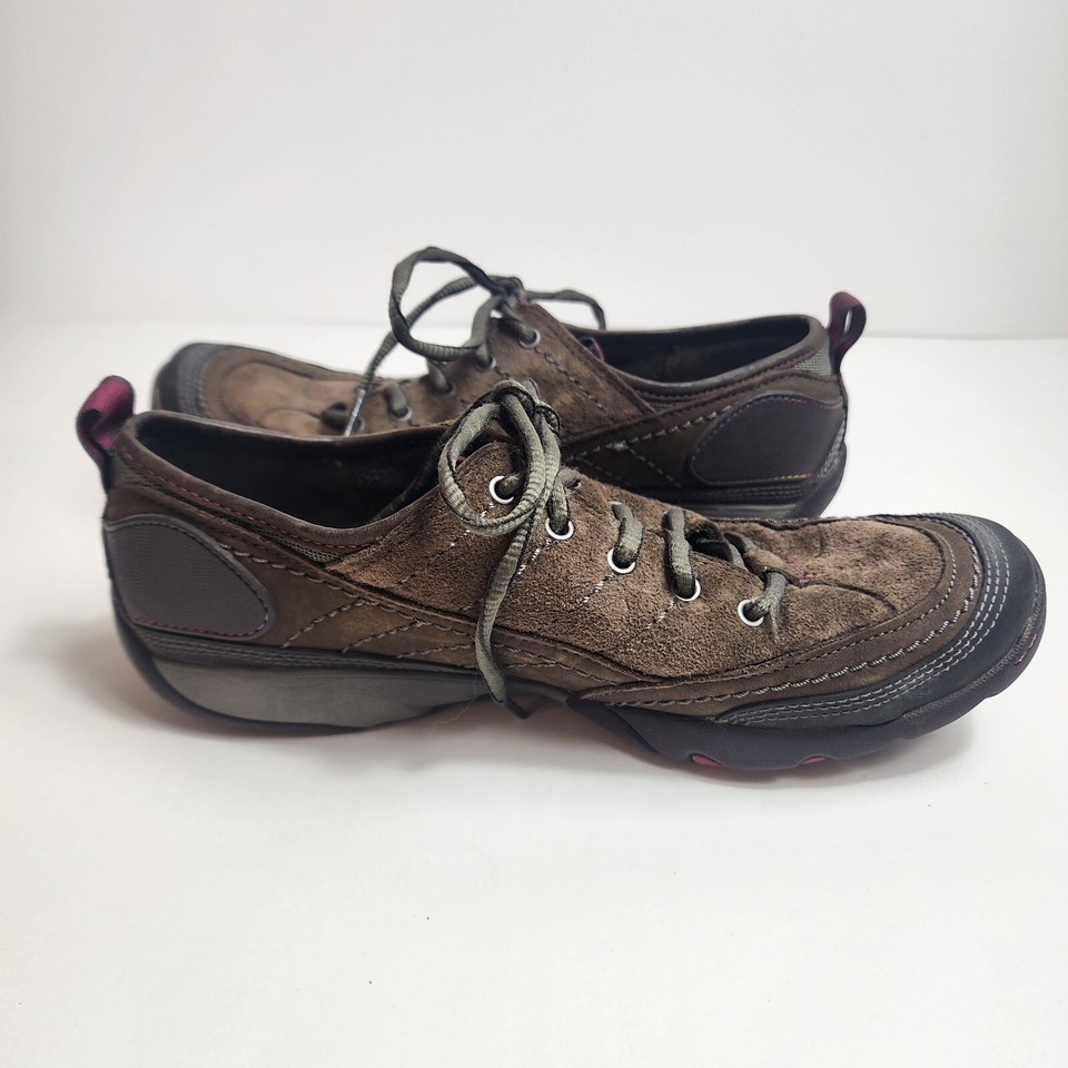 Merrell Women's Stone Brown Pink Leather Lace Up Hiking Shoes Size 7.5 ...
