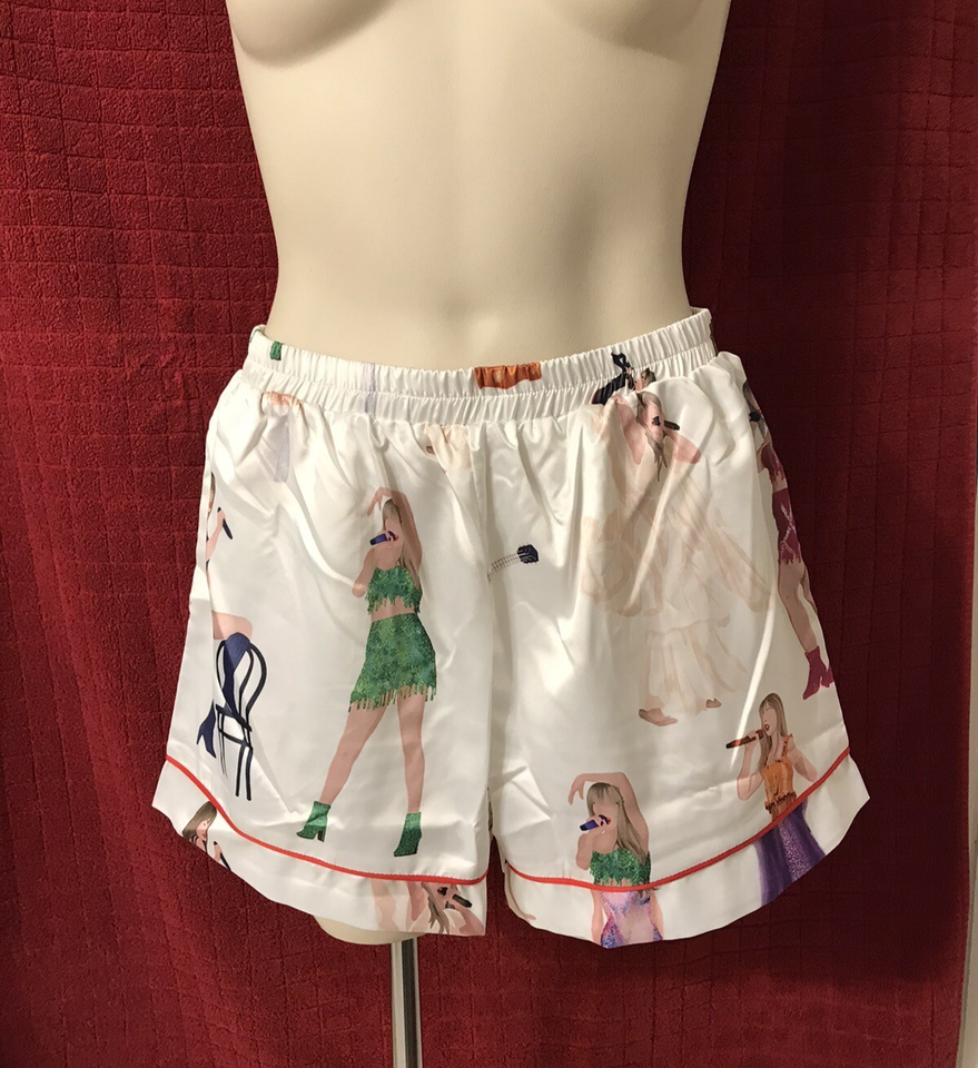 Taylor Swift PJ Pajamas Set Women's Sz XS Eras Tour Satin Shorts 2 ...