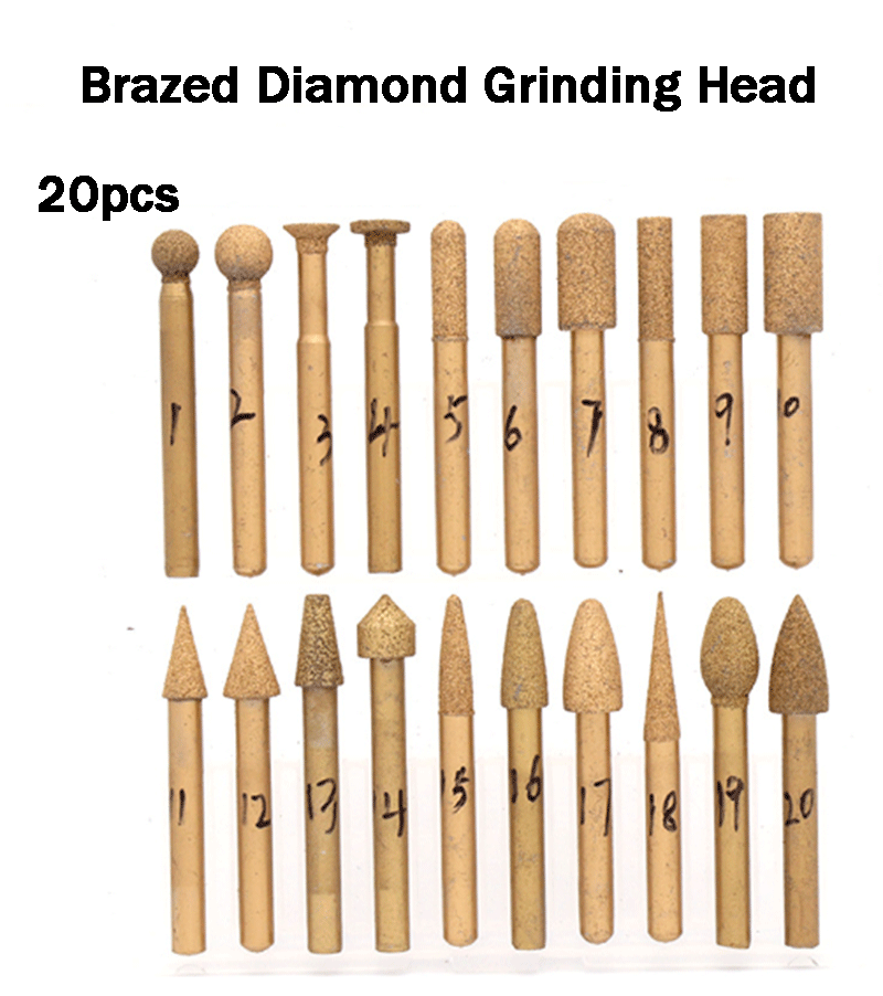 20Pcs Head Diamond Mini Burr Grinding Rotary File Drill Bit Tool Set ...