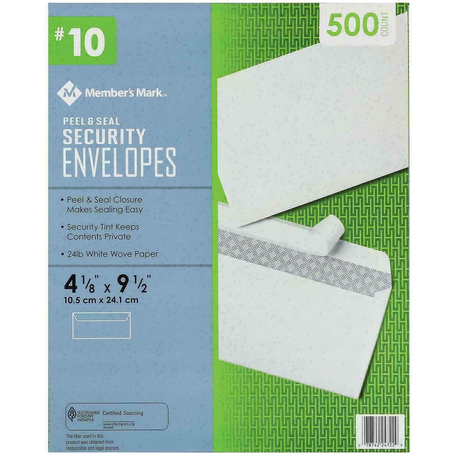 Member's Mark Security Envelope #10, Peel and Seal (500 ct.) - BRAND ...