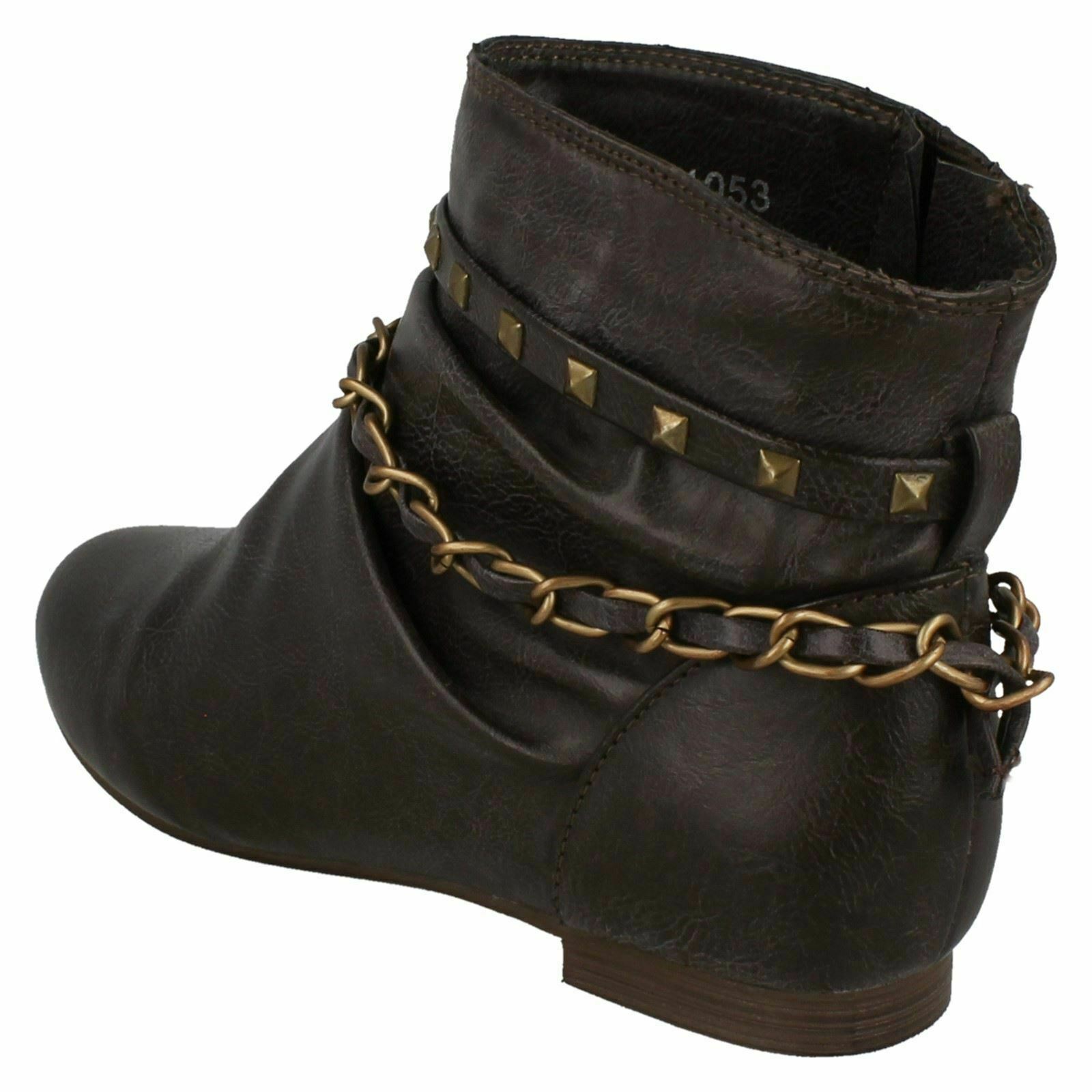 SALE Girls Cutie synthetic pull on casual ankle boot chain strap detail ...