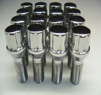 20 Pc VW SPLINE Chrome Lug Bolts Nuts 14mm x 1.50 .93 Inch Length Part ...