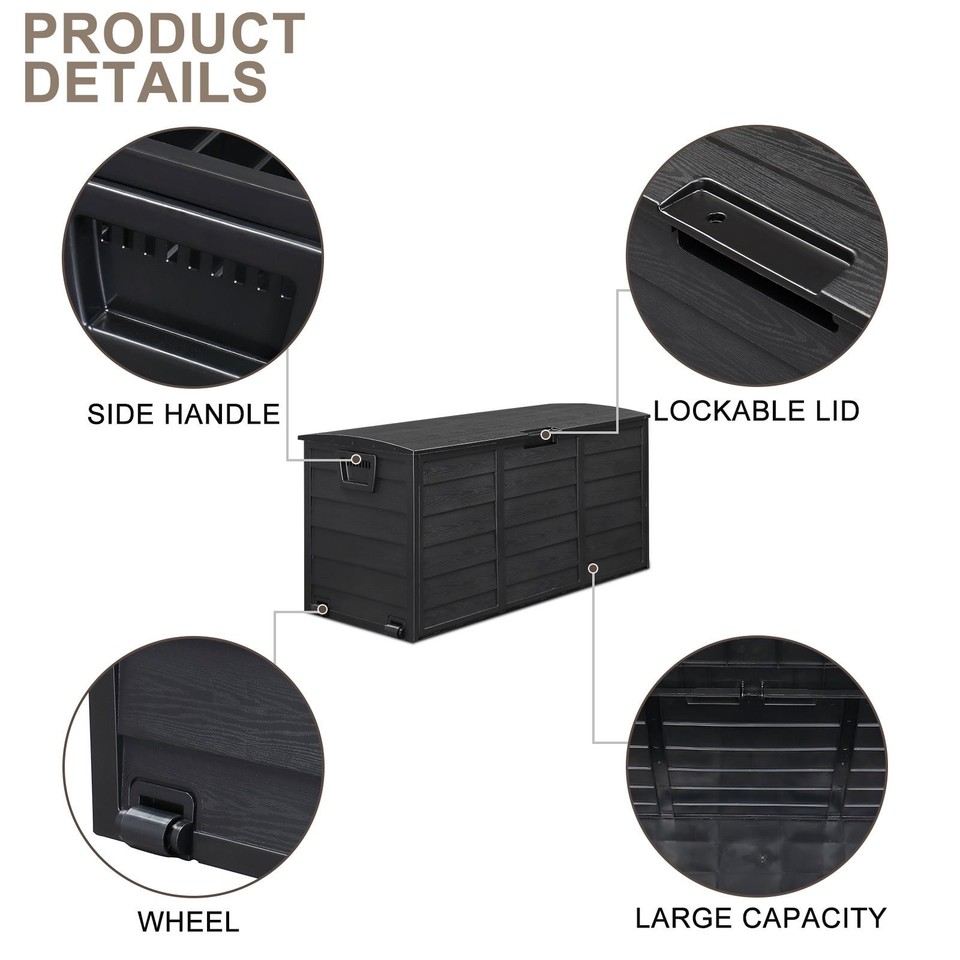 75 Gal Deck Box Outdoor Storage Box for Patio Furniture Cushions ...