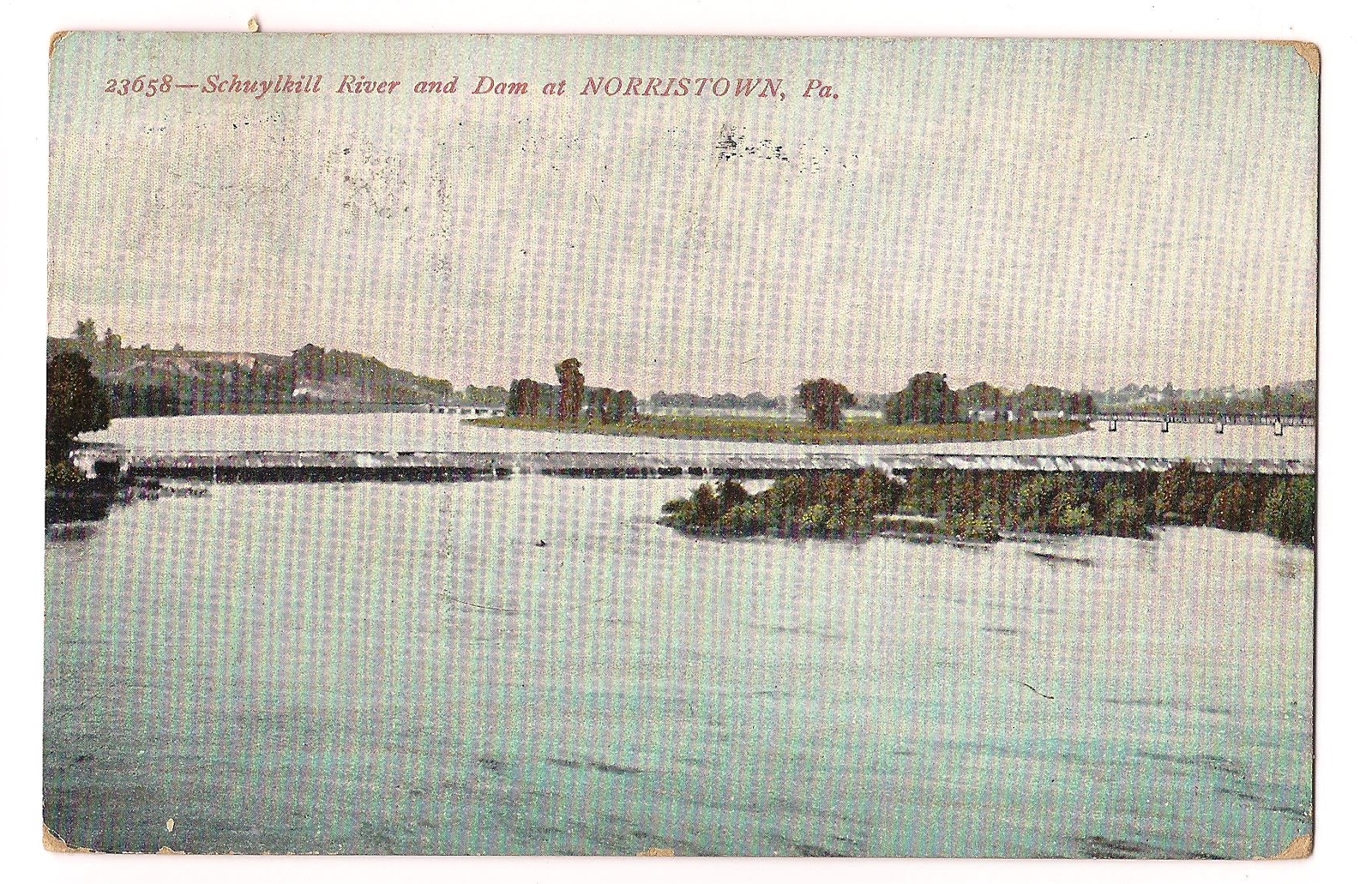 SCHUYLKILL RIVER & DAM at NORRISTOWN PA Pennsylvania Postcard 1909 ...