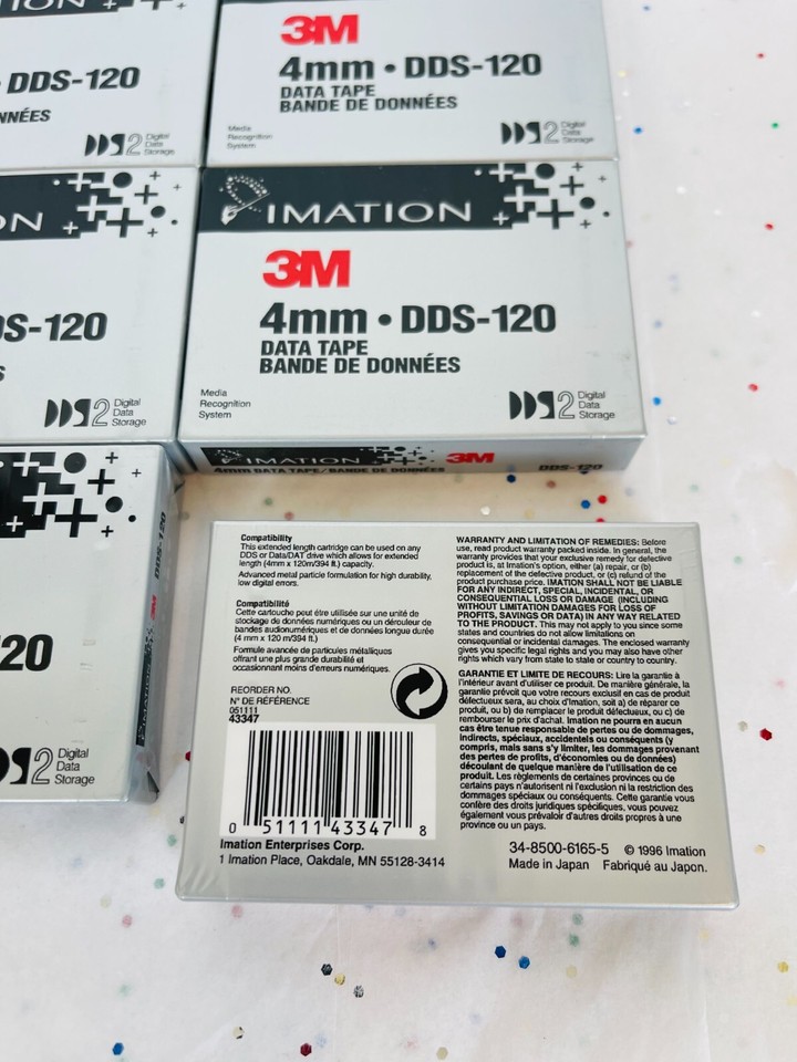 8 New sealed 3M Imation 4mm DDS-120 Data Tape Cassettes 51111433478| eBay