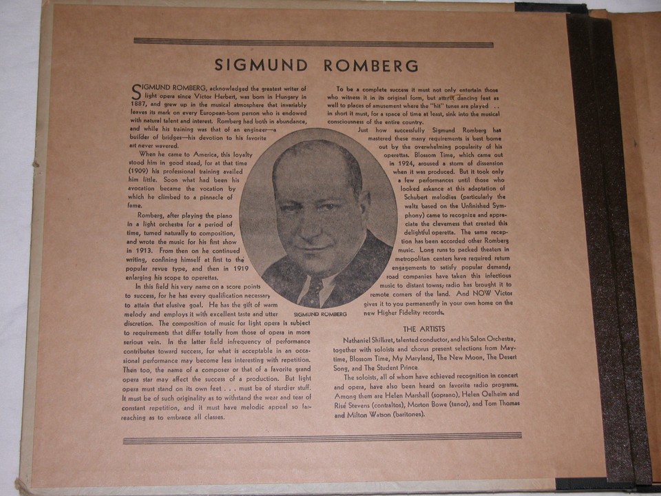 Gems From SIGMUND ROMBERG Operettas, Set of 5 Records Victor Musical ...