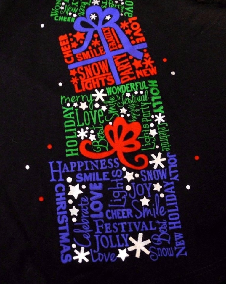 CHRISTMAS PRESENTS Word Art CHRISTMAS TEE Women's Size S NWT | eBay