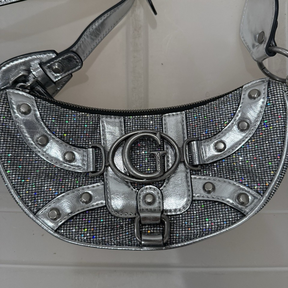 Guess Vintage Silver Logo Shoulder Bag Silver G Buckle Y2K | eBay
