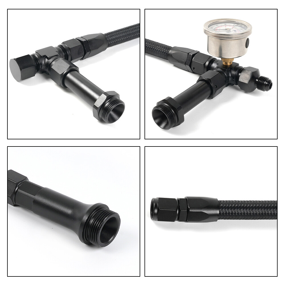 For Holley Carburetor 4150 Pressure Gauge AN8 Braided Dual Feed Carb ...