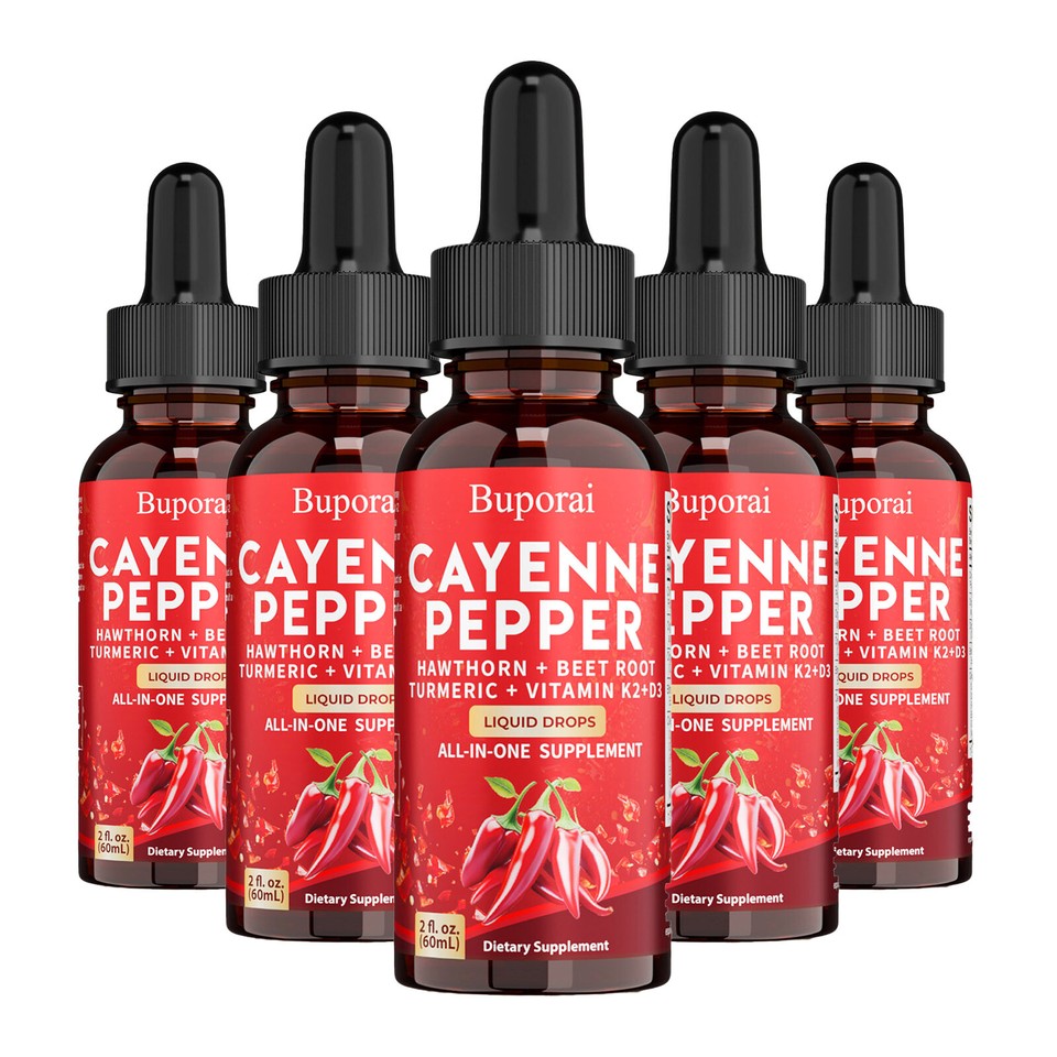 Cayenne Pepper Drops 60ml - Hawthorn, Beet Root, Turmeric, Vitamin K2 ...