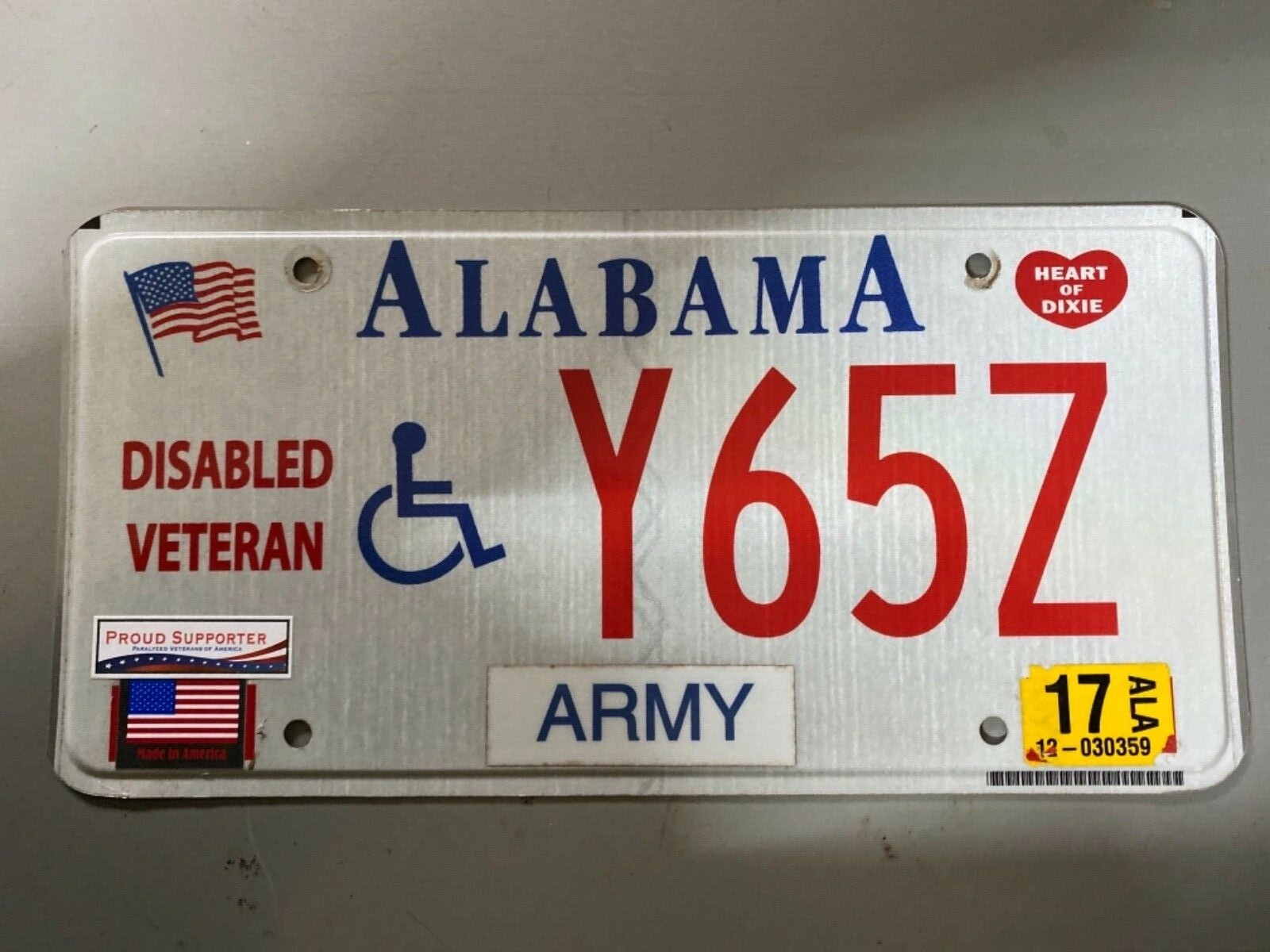 Expired Alabama Army Disabled Veteran License Plate Y65Z | eBay