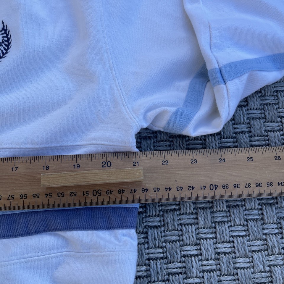 Weird Fish Men's Cream Blue Rugby Top Pullover long sleeve Sweater Size ...