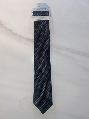 PERRY ELLIS PORTFOLIO-Men’s-100% Polyester Tie Black With A Small White ...