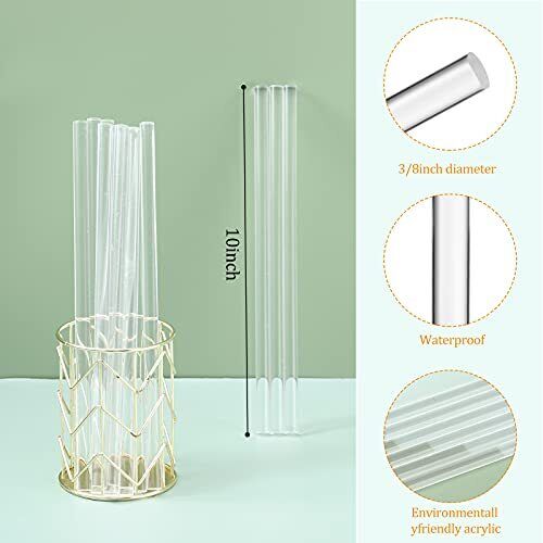 6 Pack Clear Acrylic Round Dowel Rods 10x0.39 Inch Cylinder Rods for ...