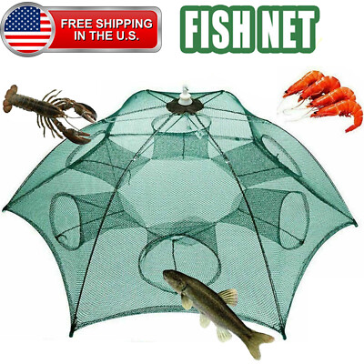 Fishing Bait Trap Crab Net Crawdad Shrimp Cast Dip Cage Fish Minnow ...