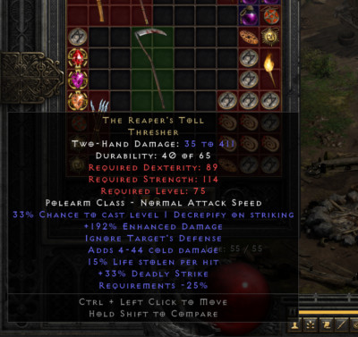 Diablo 2 - The Reaper's Toll Thresher Mercenary 15% LL - PC Xbox SC Non ...