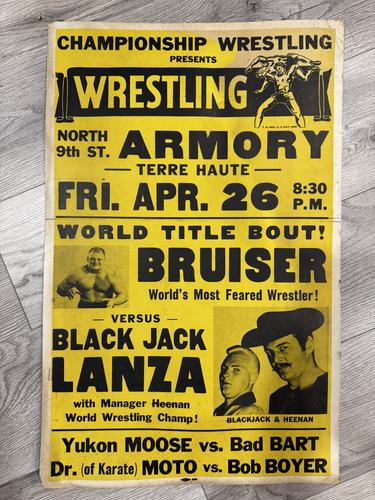 DICK THE BRUISER - BLACK JACK LANZA - ORIGINAL VINTAGE WRESTLING POSTER ...
