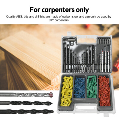 Heavy Duty Drill Bits & Wall Plug Set 300 Pieces Multi-surface Bit Set ...