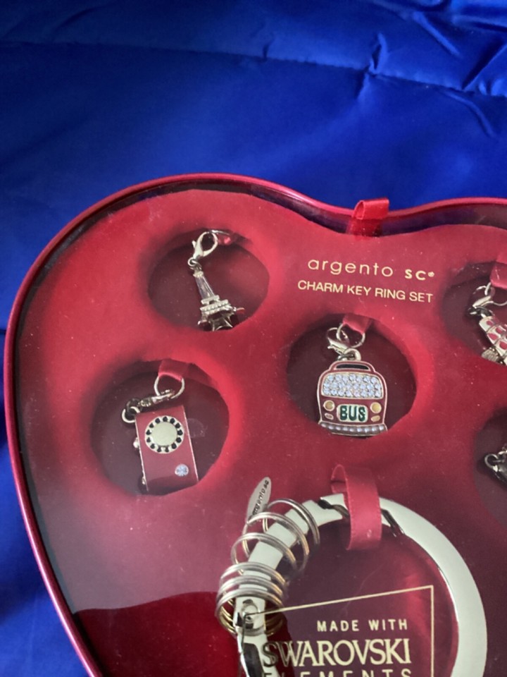 argento sc Charm Key Ring Set "Jetsetter" made with Swarovski Elements ...