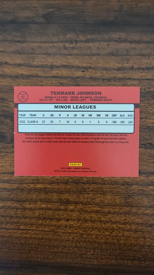 2023 Donruss #247 Termarr Johnson RETRO (Rookie Card) (ITEM 201) | eBay