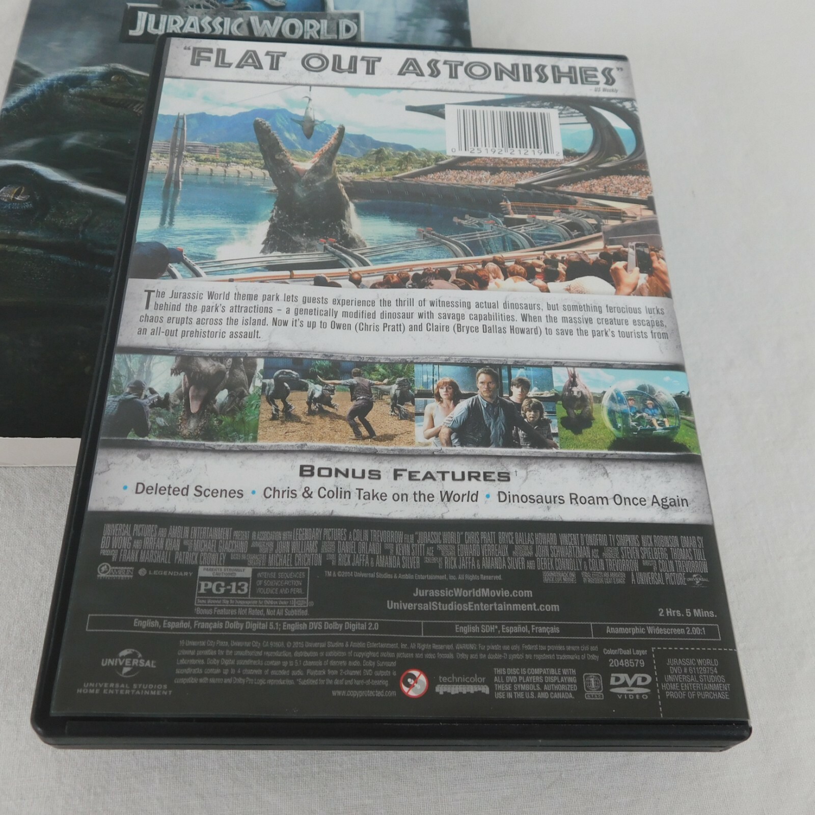 Jurassic World DVD 2015 Chris Pratt Bryce Dallas Howard Vincent D ...