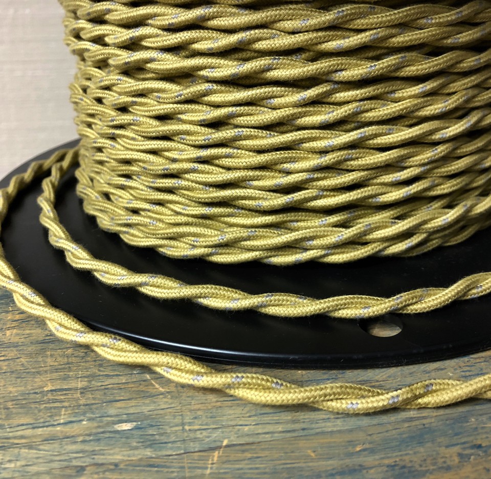 25' Cotton Cloth Covered Twisted Electrical Wire, Vintage Lamp Cord ...
