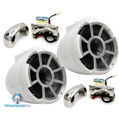 WET SOUNDS REV8-W-SC 8" WHITE MARINE BOAT TOWER SPEAKERS PODS HORN ...