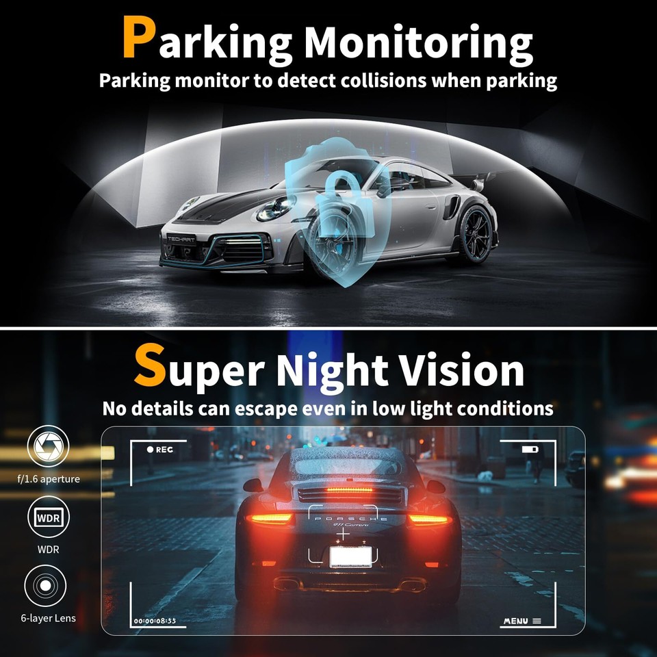 Dash Cam Front And Rear 4k Dual Channel Dash Cam 5ghz Wifi Dash Camera ...