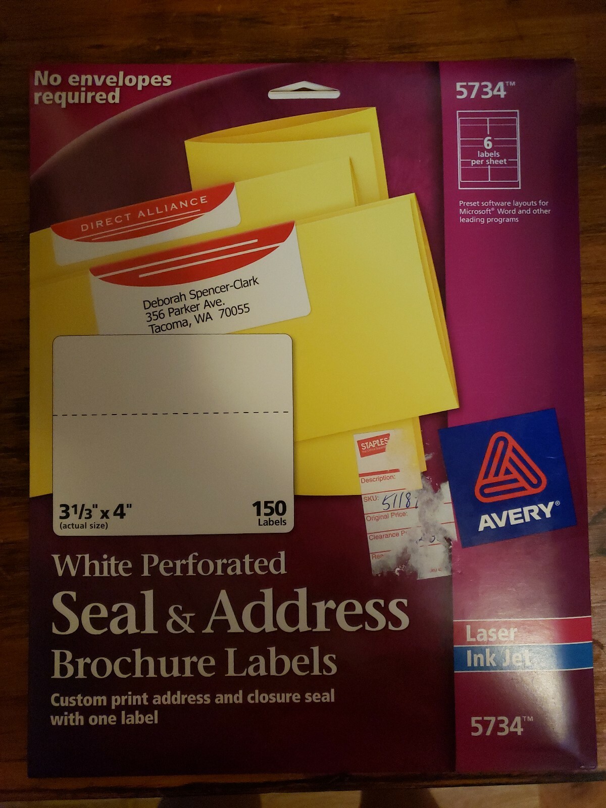 Avery Seal & Address Brochure Labels, 3-1/3" x 4", White, 150 Labels ...