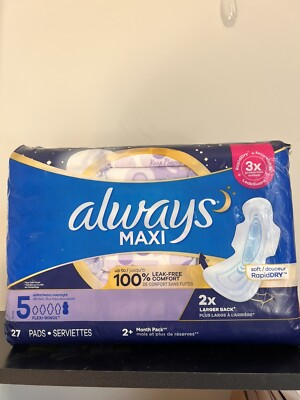 Always Maxi Size 5 27 Count 2x Larger Back Up to 100% Leak-Free Comfort ...