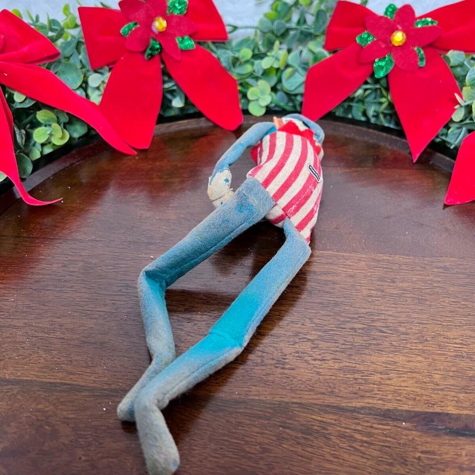 Vtg 1950 Japan Knee Hugger Xmas Elf Green White & Red Striped Pixie ...