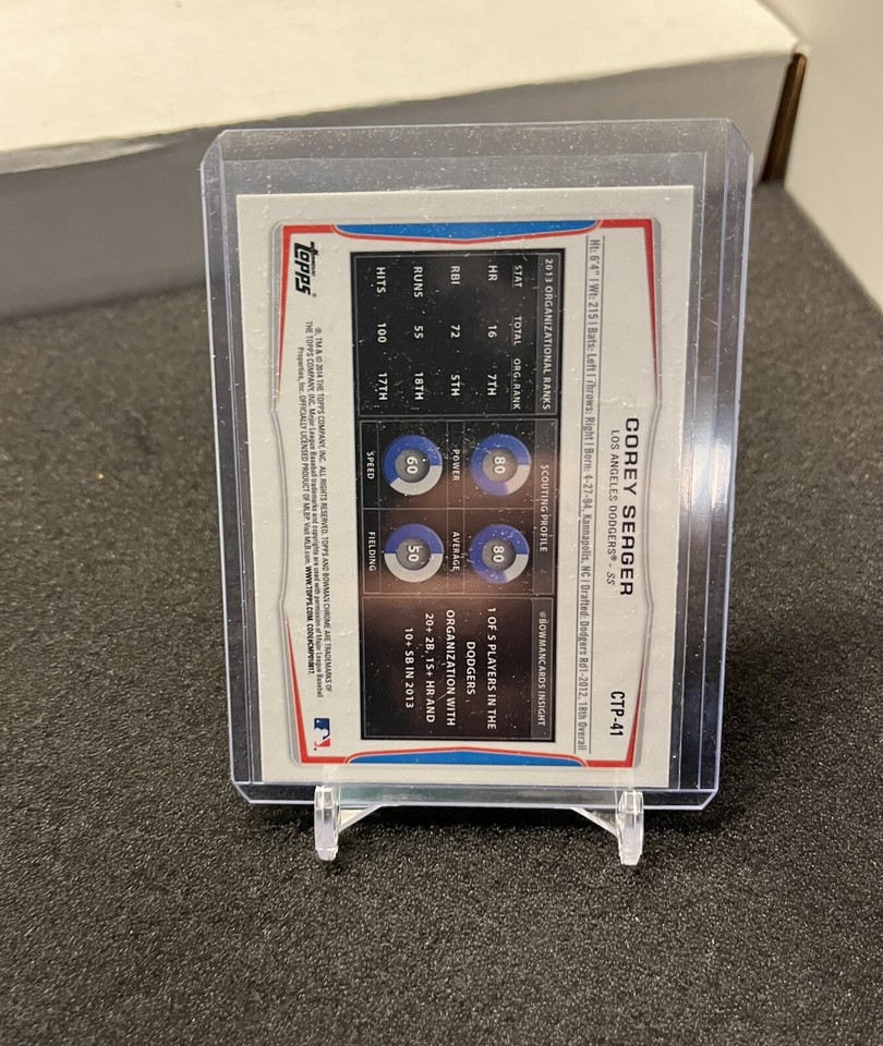 Corey Seager 2014 Bowman Chrome card CTP-41 Los Angeles Dodgers ...